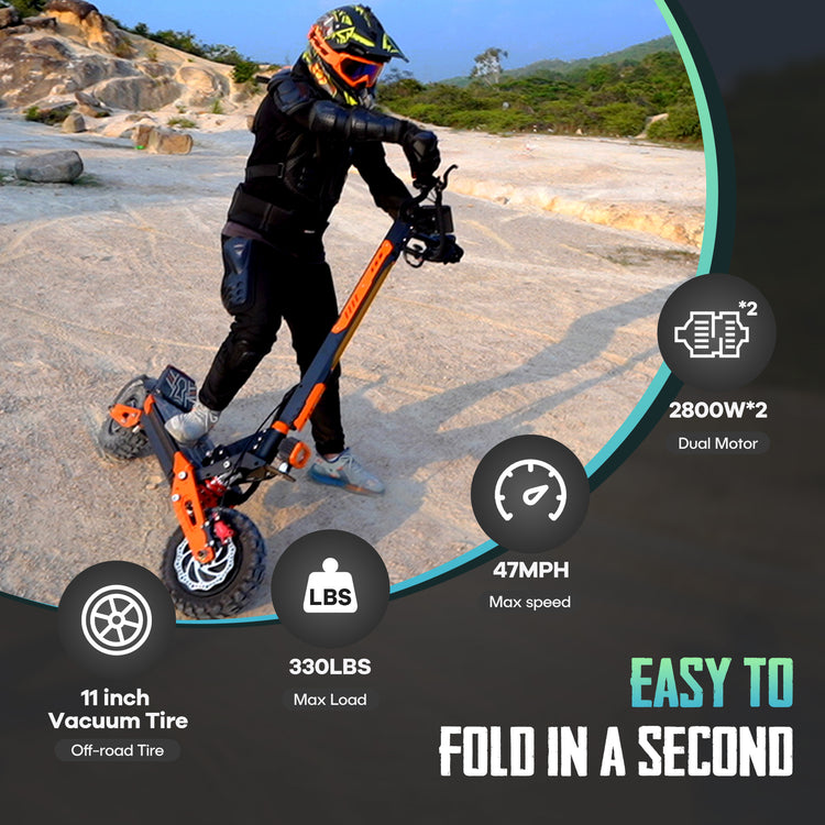 ZSNAKE Electric Scooter Dual Motors 5600W Up to 52 MPH 60V 28Ah Batter