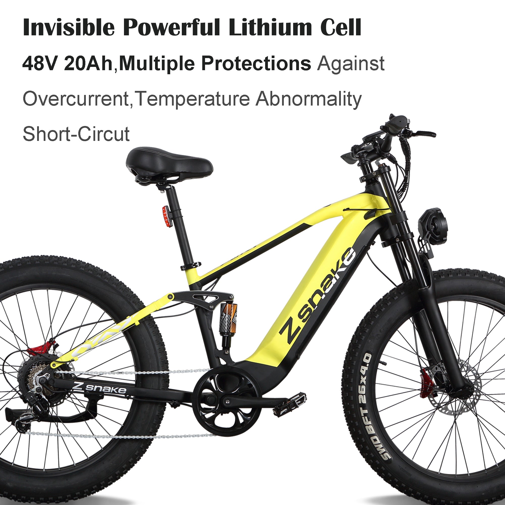 ZSNAKE E6 750W Electric Bike for Adults, 30 MPH with 48V 26 inch Fat o